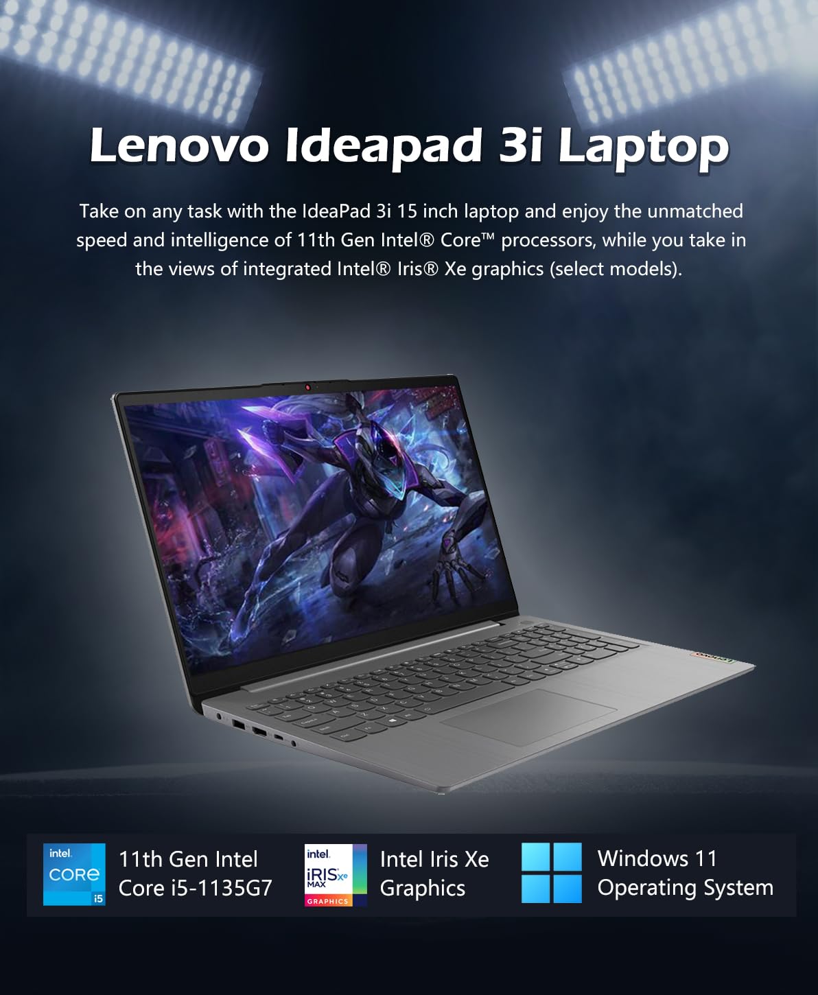 Lenovo Ideapad 3i 15.6" Full HD (1920 x 1080) Touch Business Laptop, Intel Core i5-1135G7, 4-core, 20GB RAM 512GB SSD Storage, Intel Iris X Graphics, Bluetooth, Wi-Fi, Win11, Arctic Grey, W/GaLiMu