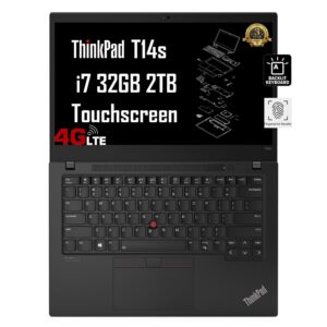 lenovo thinkpad t14s 4g lte business laptop (14" fhd touchscreen, intel core i7-1185g7, 32gb ram, 2tb ssd) 14-hr long battery-life, backlit, fingerprint, fhd webcam, wi-fi 6, win 11 pro - 3yr wrt