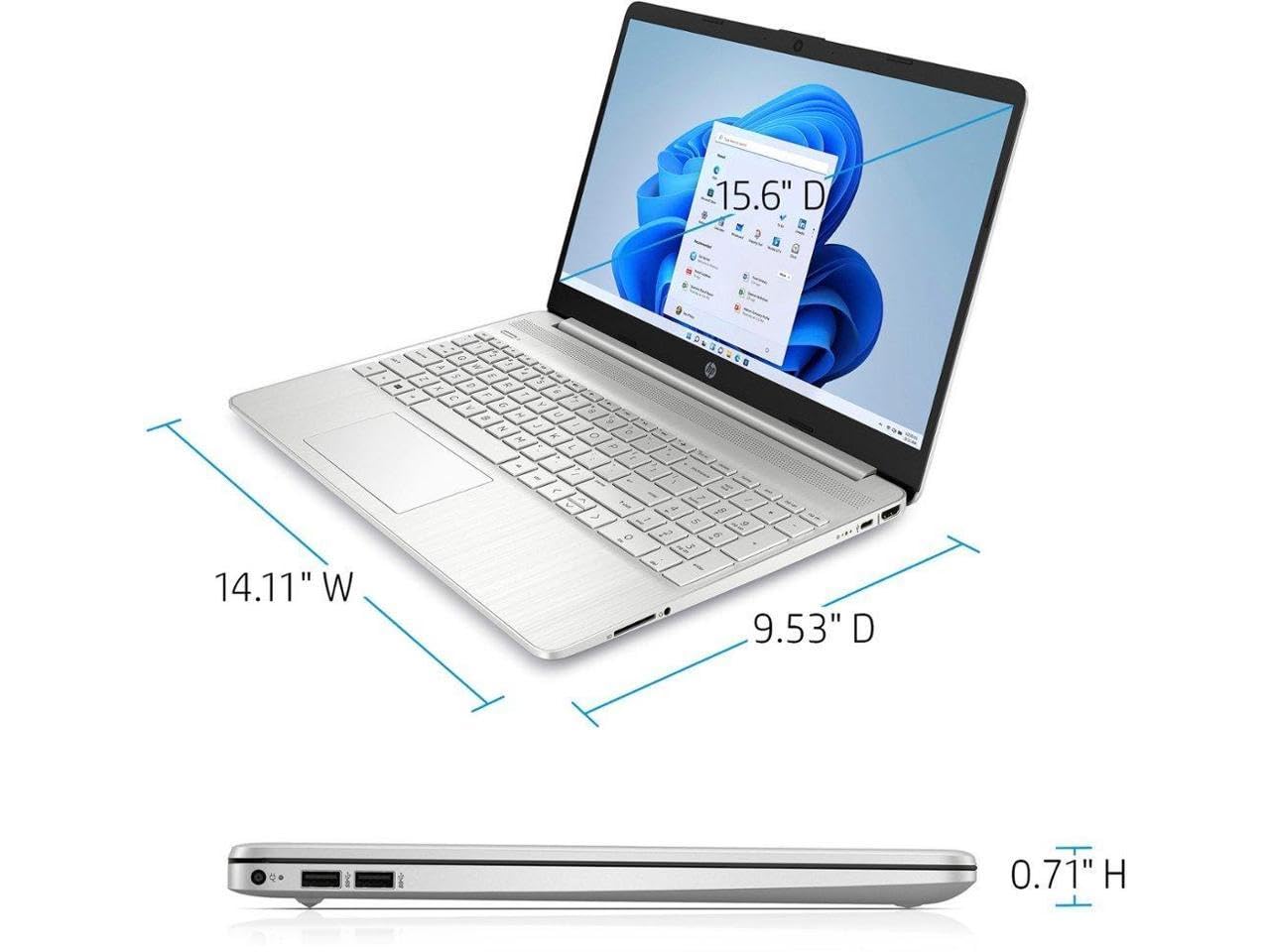 HP 2023 15.6" HD Touchscreen Premium Business Laptop, 12th Gen Intel 6-Core i3-1215U Upto 4.4GHz, 16GB RAM, 256GB PCIe SSD, Intel UHD Graphics, Windows 11 Pro + HDMI Cable, Silver