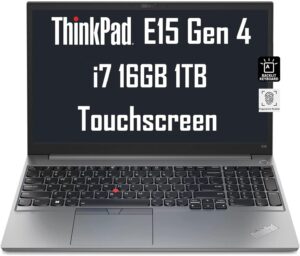 lenovo thinkpad e15 gen 4 business laptop (15.6" fhd touchscreen ips, intel 12th gen i7-1255u, 16gb ram, 1tb pcie ssd), backlit keyboard, fingerprint, wi-fi 6e, 1080p webcam, win 11 pro, gray