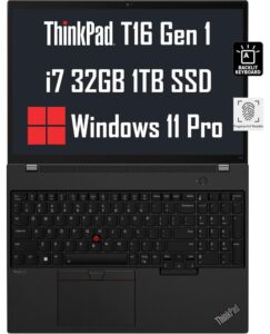 lenovo thinkpad t16 business laptop (16" fhd+ 16:10, intel 12-core i7-1260p, 32gb ram, 1tb ssd), backlit keyboard, fingerprint reader, 2x thunderbolt 4, fhd ir webcam, wi-fi 6e, win 11 pro, black