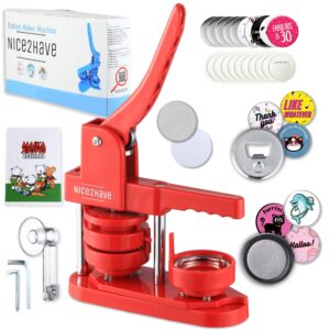 nice2have button maker machine 2.25 inch (58mm) - (100pcs buttons,5pcs bottle openers,5pcs fridge magnets, 500+ free designs,circle cutter&magic book&paper) - installation-free pin maker machine