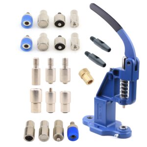 hand press set with hole punches, essential dies for snap buttons, prong buttons, grommets, eyelets and rivets setting all in one diy kit