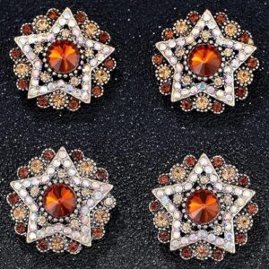 rytenz 4 pcs sliver rhinestone buttons crystal embellishments for clothing jewelry making diy decoration for wedding bridal (brown)