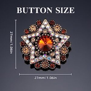 Rytenz 4 Pcs Sliver Rhinestone Buttons Crystal Embellishments for Clothing Jewelry Making DIY Decoration for Wedding Bridal (Brown)