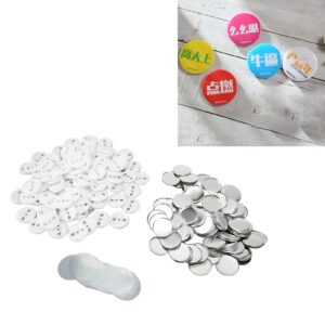 100 Sets Blank Button Making Supplies, DIY Pin Back Button Parts for Button Maker Machine Round Badge Pin Button, Includes Metal Cover, Plastic Button Back Cover, Clear Film(44mm/50mm)(50mm /1.97in)