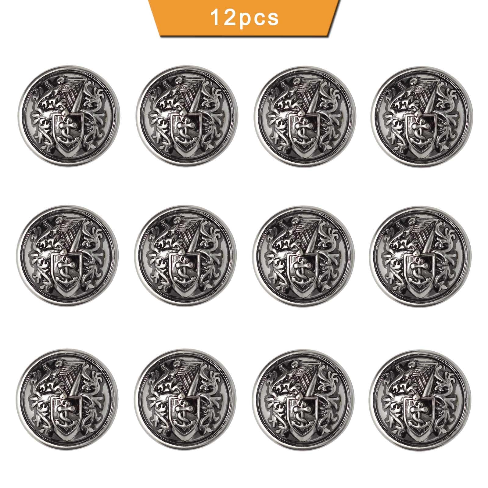 Betoplin 12 Pieces Metal Blazer Buttons Set, 23mm Gun Black Buttons with Shank for Blazers, Suits, Jackets