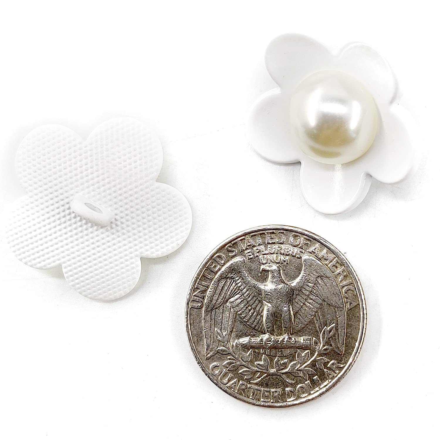 Craftisum Cute White Flower Shank Sewing Buttons 20 Pcs - 25mm, 1"