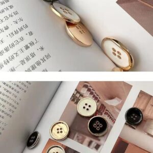 12PCS Four-Eye Metal Button Suit Buttons Crafts Button Decorative Buttons for Sewing DIY (10mm, Gold)