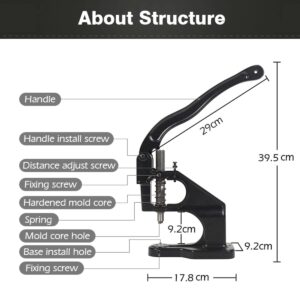 WUTA Manual Button Installation Tool Mute Stamping, 15mm Snap Button Mold Hand Pressing Machine Home Craft Tools Mold (Set D)