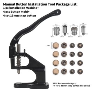 WUTA Manual Button Installation Tool Mute Stamping, 15mm Snap Button Mold Hand Pressing Machine Home Craft Tools Mold (Set D)