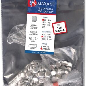 100 Cover Buttons - Made in USA - Self Cover Buttons with Flat Backs(no Wire) Size 20 with Tool