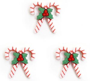 candy cane buttons by dress it up buttons and embellishments - holiday collection, red white & green, 24mm