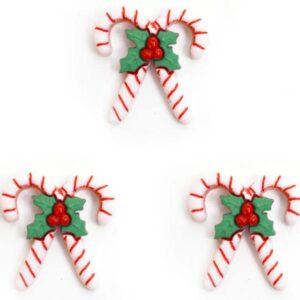 Candy Cane Buttons by Dress It Up Buttons and Embellishments - Holiday Collection, Red White & Green, 24mm