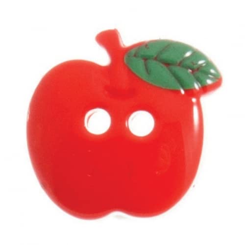 Hemline Apple Shape Buttons Red 15mm - per Pack of 3