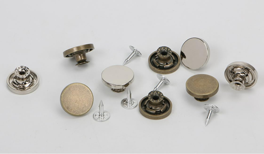 10Pcs Jeans Buttons - Metal Flat Jeans Replacement Buttons Suspender Trousers Alloy Buttons (17mm, Gold)