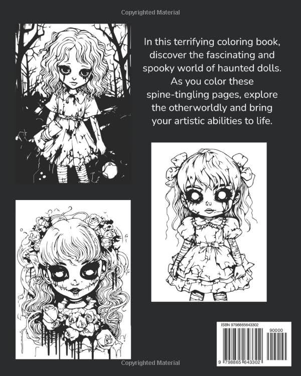 Haunted Spooky Dolls: Collection Of Creepy Illustrations Of Weird Gothic Dolls for Adults Horror Fans to Color, Relaxation and Stress Relief