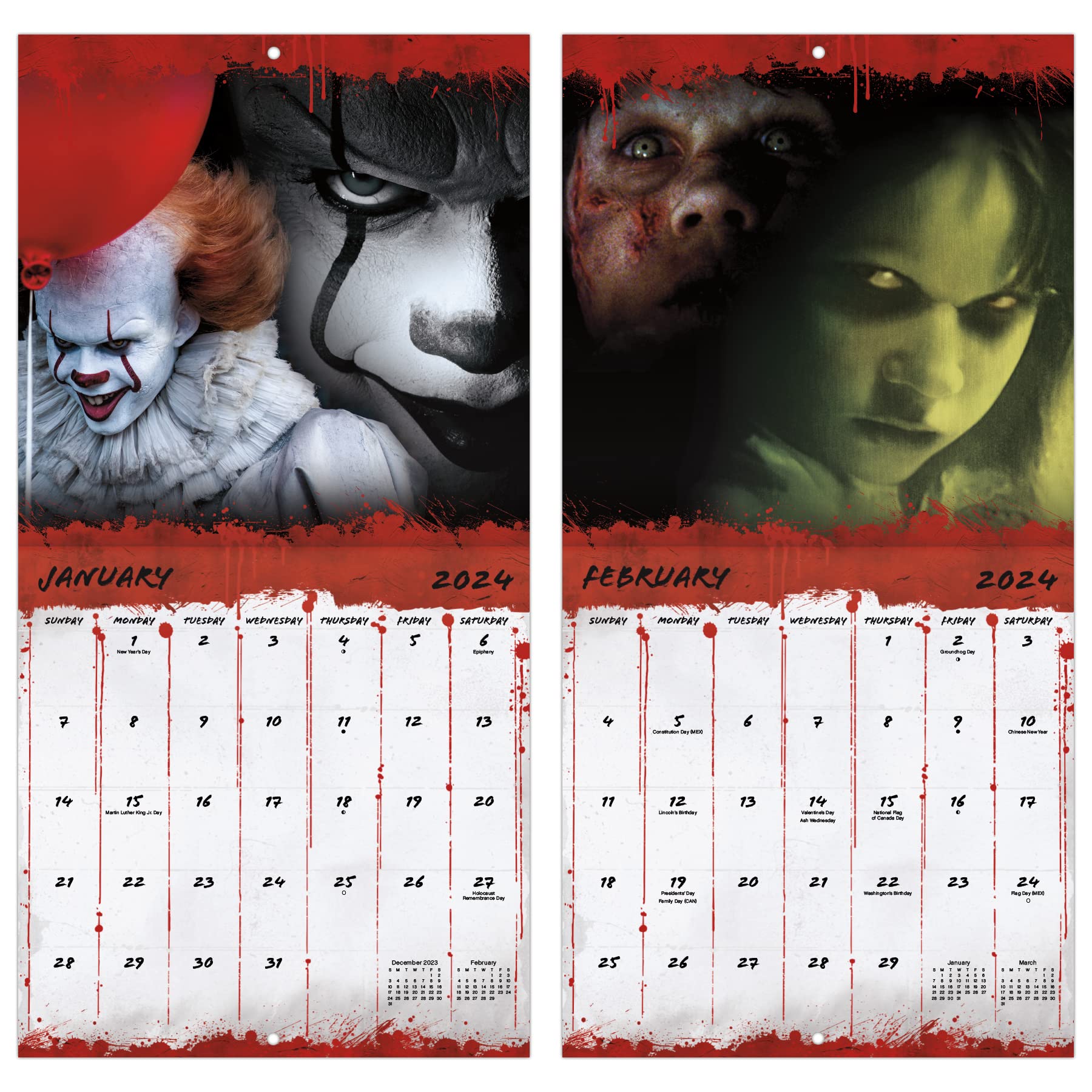 2024 Horror Collection Mini Wall Calendar