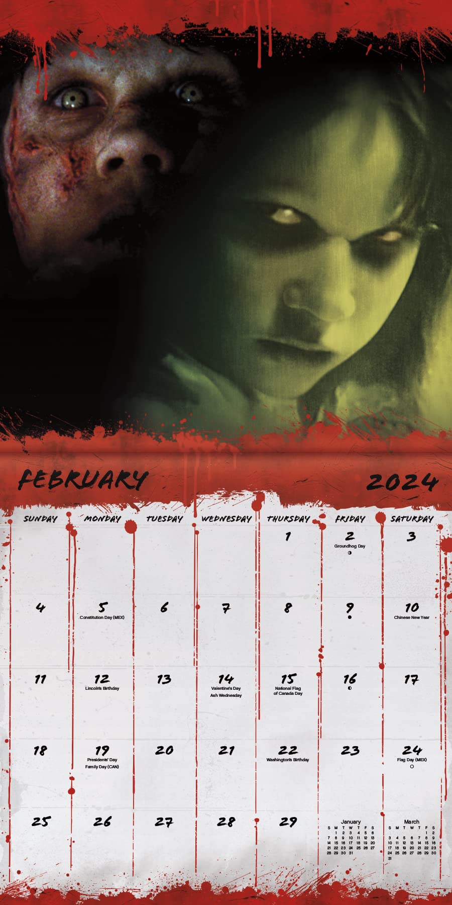 2024 Horror Collection Mini Wall Calendar