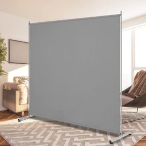 rantila single large panel room divider, privacy screen for office, partition separators, freestanding divider 71''w x 71''h, grey