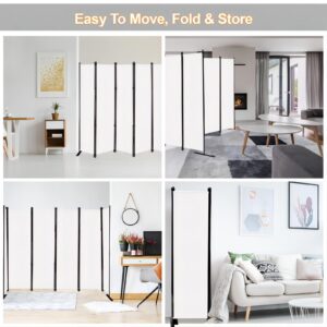 MAYOLIAH 6 Panel Folding Privacy Screen 9ft Wide, 6ft Tall Partition Room Divider Portable Office Walls Dividers Panel, White