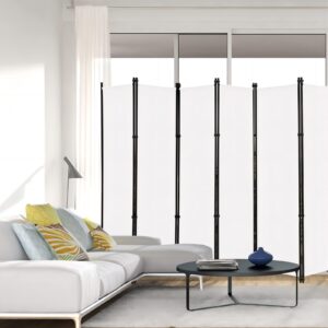 MAYOLIAH 6 Panel Folding Privacy Screen 9ft Wide, 6ft Tall Partition Room Divider Portable Office Walls Dividers Panel, White