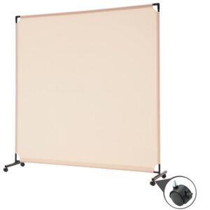 spurgehom 6ft single panel rolling room divider, partition privacy screens with wheels, freestanding fabric room panel, portable wall divider for office, room,restaurant, hospital (beige)