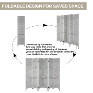 ECOMEX Room Divider with Shelves, 6 Panel Room Dividers and Folding Privacy Screens, Partition Room Divider Temporary Wall, Freestanding Room Divider for Home Office Studio Apartment (White)