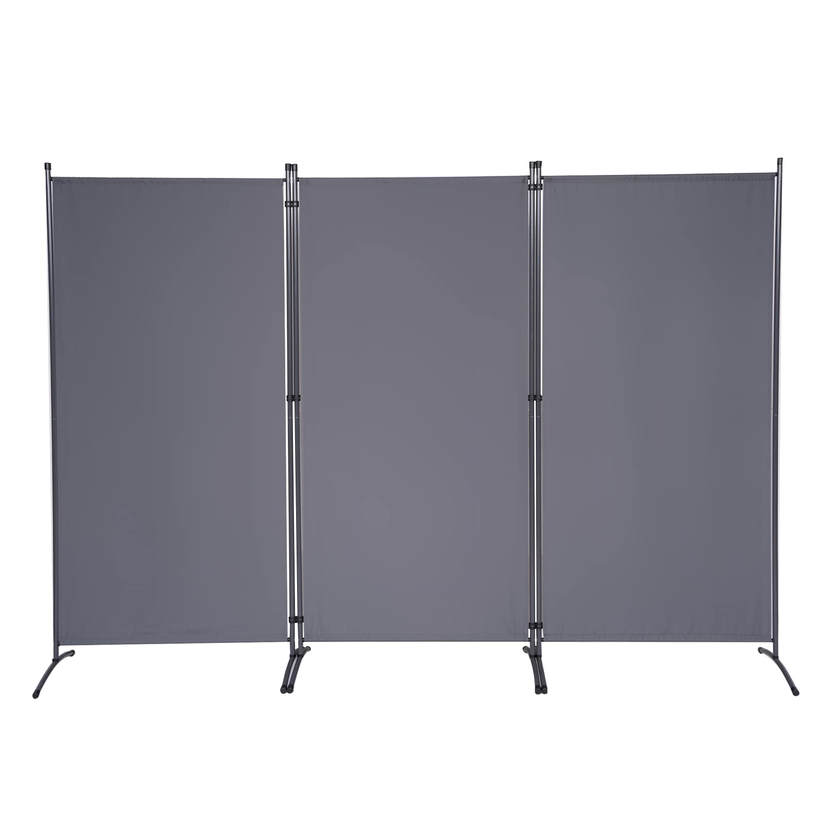 CHOSENM 3 Panel Folding Privacy Screens, 6 FT Tall Wall Divider with Metal Frame, Freestanding Room Divider for Office Bedroom Study (3 Panel, Grey)