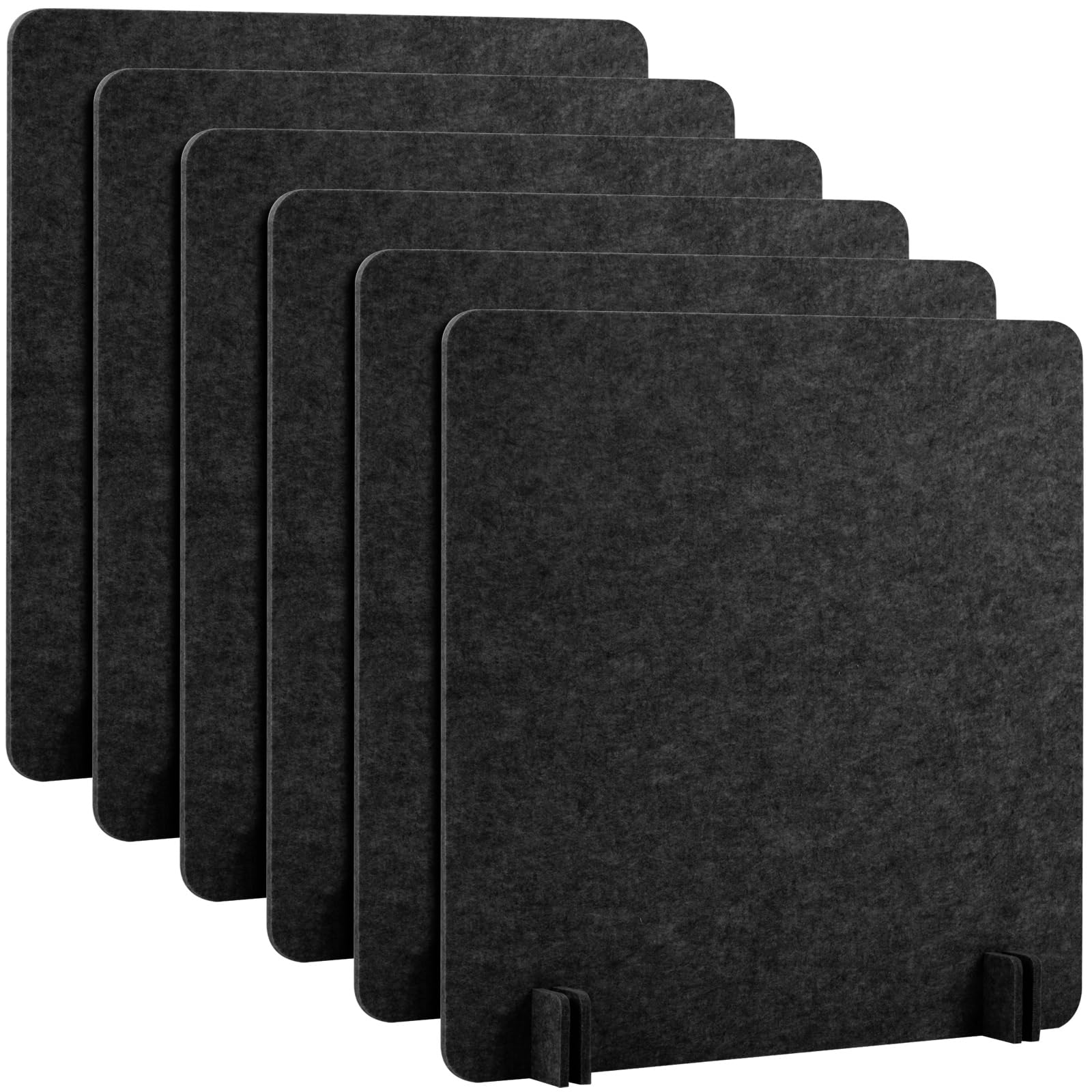 Kisston 6 Pack Acoustic Desk Divider Desk Partition 24 x 24" Stand Up Freestanding Desk Privacy Panel Noise and Visual Distractions Reducing Desk Divider for Student Reception Area Office (Dark Gray)