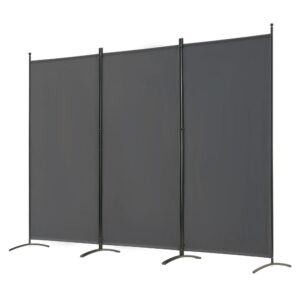 spurgehom room divider, 3 panel folding partition privacy screens, freestanding fabric room panel, portable folding room divider wall for office, room, restaurant, 102" w x 71" h (grey)