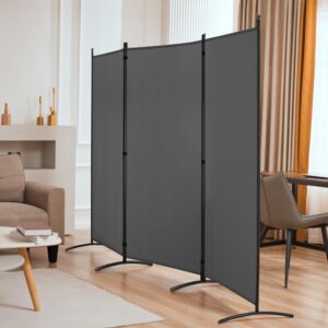 Spurgehom Room Divider, 3 Panel Folding Partition Privacy Screens, Freestanding Fabric Room Panel, Portable Folding Room Divider Wall for Office, Room, Restaurant, 102" W X 71" H (Grey)