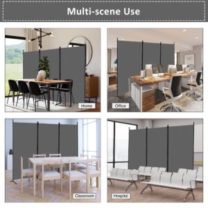 Spurgehom Room Divider, 3 Panel Folding Partition Privacy Screens, Freestanding Fabric Room Panel, Portable Folding Room Divider Wall for Office, Room, Restaurant, 102" W X 71" H (Grey)