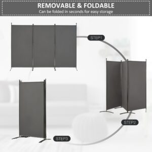 Spurgehom Room Divider, 3 Panel Folding Partition Privacy Screens, Freestanding Fabric Room Panel, Portable Folding Room Divider Wall for Office, Room, Restaurant, 102" W X 71" H (Grey)