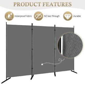 Room Divider 3-Panel Folding Portable Office Walls Divider, Folding Privacy Screens Reduce Ambient Noise in Workspace, Classroom and Healthcare Facilities - 102 W X 16" D x 70" H (Grey)