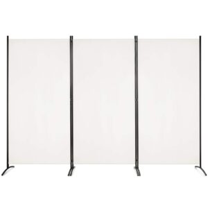 giantex 6 ft tall 3 panel room divider white, lightweight portable folding privacy screen, freestanding partition wall divider and separator for bedroom home office apartment studio