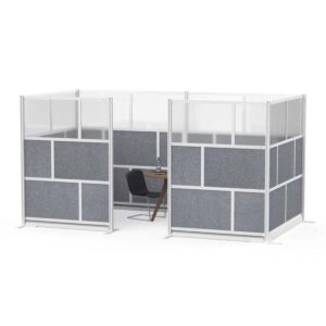 Stand Up Desk Store Expanse Modular Wall | 70'' x 70'' Wall | Expandable Partition Room Divider with Rearrangeable Frosted Acrylic & Sound Absorbent Panels (Silver Frame)