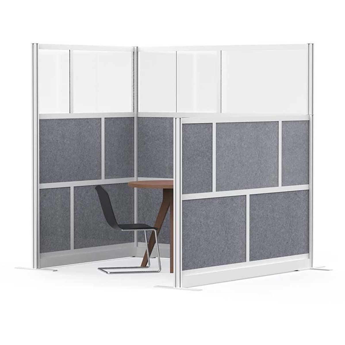 Stand Up Desk Store Expanse Modular Wall | 70'' x 70'' Wall | Expandable Partition Room Divider with Rearrangeable Frosted Acrylic & Sound Absorbent Panels (Silver Frame)