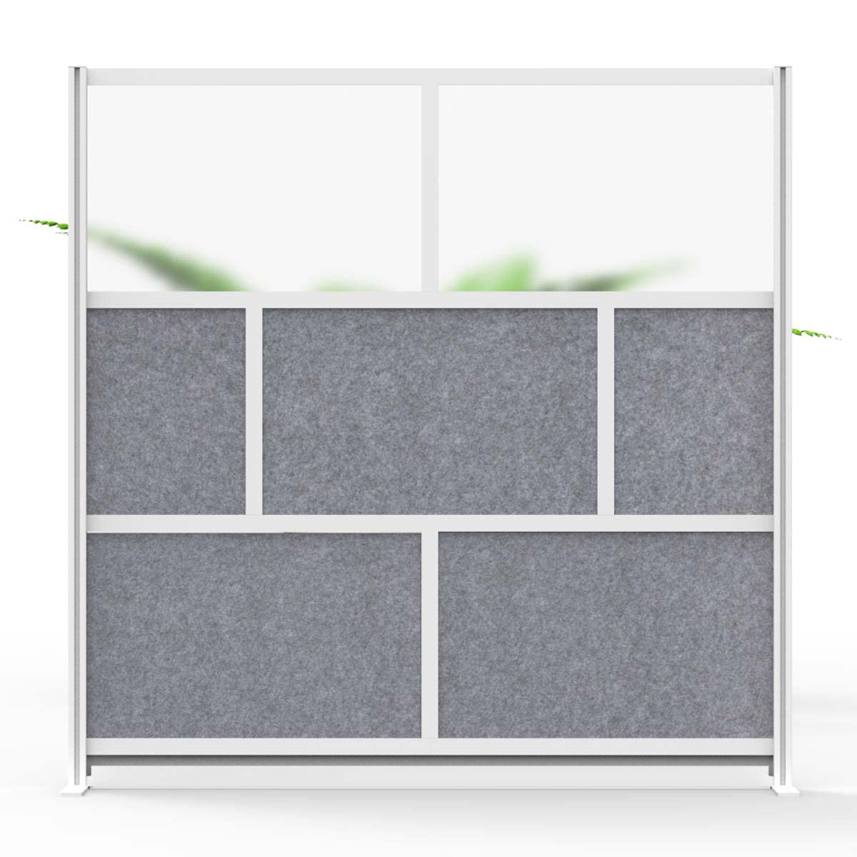 Stand Up Desk Store Expanse Modular Wall | 70'' x 70'' Wall | Expandable Partition Room Divider with Rearrangeable Frosted Acrylic & Sound Absorbent Panels (Silver Frame)