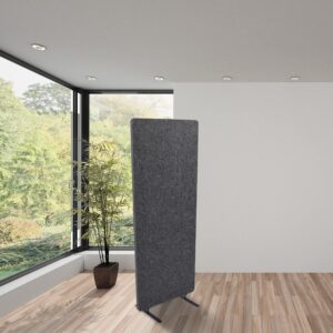 Stand Up Desk Store ReFocus Raw Freestanding Acoustic Desk Divider Privacy Panel to Reduce Noise and Visual Distractions (Anthracite Gray, 23.6" x 62")