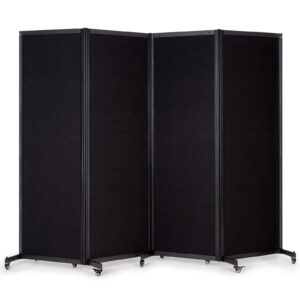 strongbird room partition,office divider,portable commercial screen dividers,privacy partition separator,classroom school dividers,8'5"w x 6'7"h,4 panel,black