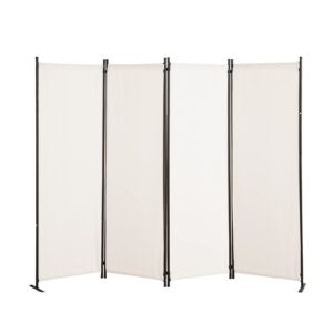 4 panel room divider, folding privacy screen wall divider for room separation, freestanding room partitions for home office dorm decor 84”w×67”h, white