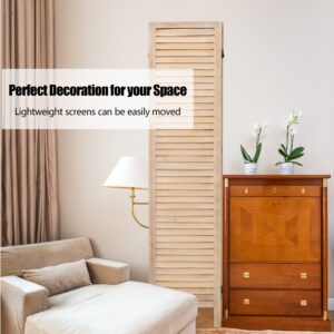 ECOMEX 6 Panel Wood Room Divider, Folding Room Divider Privacy Screen 5.6Ft Tall, Freestanding Louvered Divider Screen for Home Office Restaurant Bedroom(Cream)