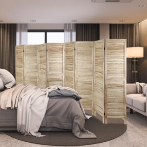 ECOMEX 8 Panel Room Divider, Folding Privacy Screens Room Divider, Wooden Room Screen Divider Freestanding, Partition Divider for Room Separation, for Home Office, Bedroom, Natural