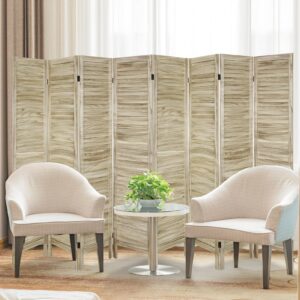 ECOMEX 8 Panel Room Divider, Folding Privacy Screens Room Divider, Wooden Room Screen Divider Freestanding, Partition Divider for Room Separation, for Home Office, Bedroom, Natural