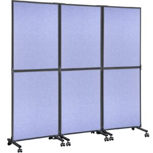 vevor room divider, 5.5 ft room dividers and folding privacy screens, partition room dividers 3 panels, portable office walls dividers, acoustic room divider (steel blue) for office, library, school