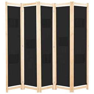 5-panel room divider black 78.7"x66.9"x1.6" fabric,freestanding folding screens privacy screen wall divider portable suitable forhome office restaurant bedroom