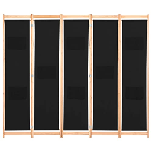 5-Panel Room Divider Black 78.7"x66.9"x1.6" Fabric,Freestanding Folding Screens Privacy Screen Wall Divider Portable Suitable forHome Office Restaurant Bedroom