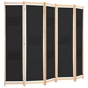 5-Panel Room Divider Black 78.7"x66.9"x1.6" Fabric,Freestanding Folding Screens Privacy Screen Wall Divider Portable Suitable forHome Office Restaurant Bedroom