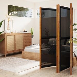 GOLINPEILO 4-Panel Room Divider,Folding Privacy Screen,Partition Room Dividers Separators, Freestanding Room Divider Screen for Home, Dorm, Office, Black 110.2"x70.9"